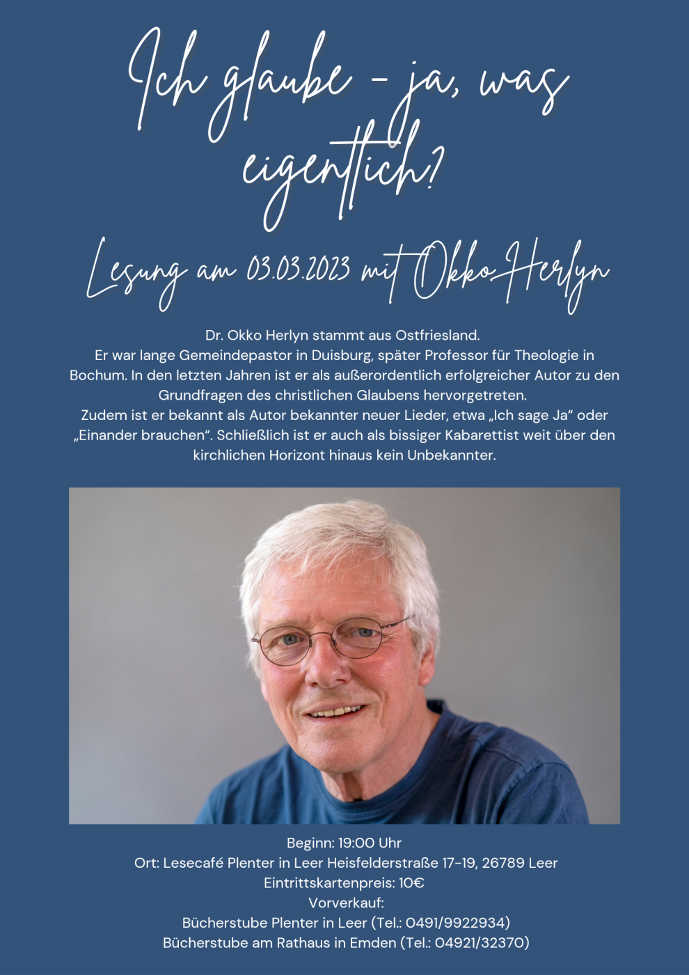 Lesung am 03.03.23 mit Okko Herlyn im Lesecafé Plenter in Leer ...